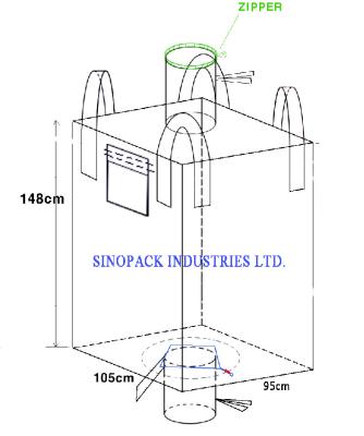China Saco grande tecido PP circular/tubular FIBC com o saco super do fechamento do zíper à venda