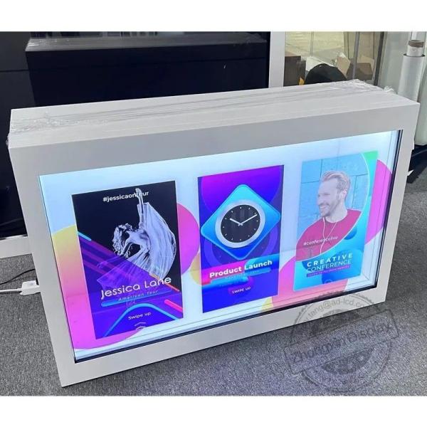 16 9 Display Ratio Montaggio a parete Vitrina LCD trasparente PCAP toccabile con software CMS