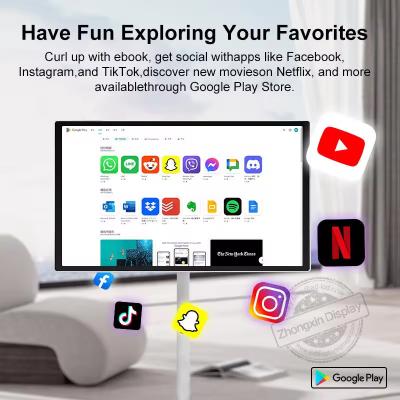 China Kitchen Wireless Wifi Rollable Touch Screen Smart Stand TV Android Follow By Me LED TV 32 Inch for sale