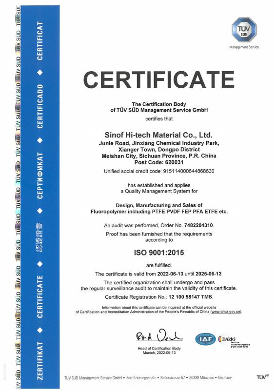 ISO9001 - Sinof Hi-tech Material Co., Ltd.