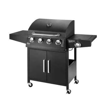 Cina 5 bruciatori griglia a gas macchina da barbecue commerciale all'aperto con carrello e rete di riscaldamento in vendita