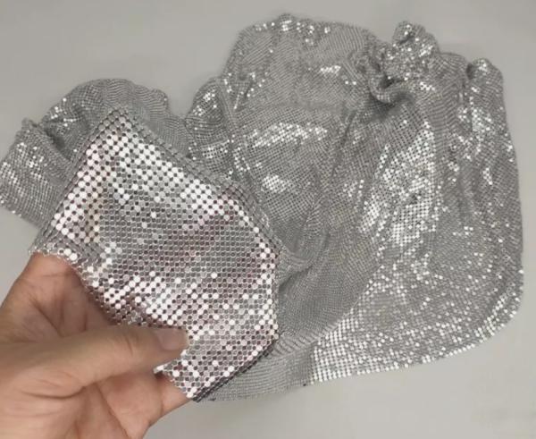 Quality 0.5mm Shimmering Metal Sequin Fabric Eco Friendly For Event Decor for sale