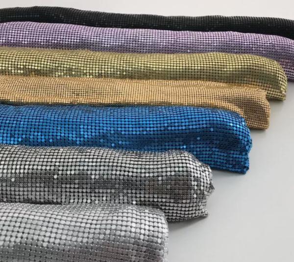 Quality Decoration Metal Sequin Fabric 200gsm With Moderate Flexibility for sale