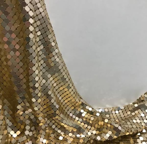 Quality Round Shape Shining Car Leather Fabric 200gsm Chainmail Pattern Fabric for sale