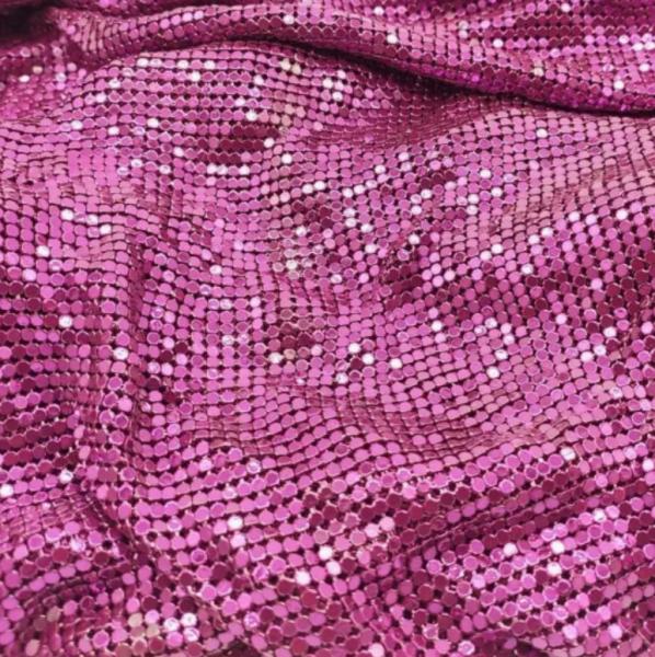 Quality Round Shape Shining Car Leather Fabric 200gsm Chainmail Pattern Fabric for sale