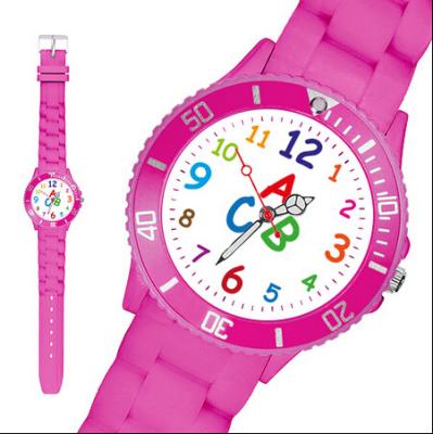 China Eco - Friendly Pink Silicone Bracelet Watches For Little Girls With Chinese Movement for sale