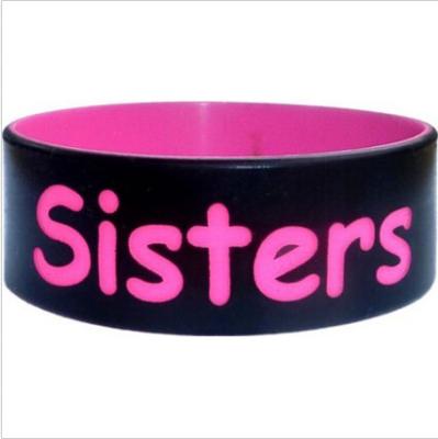 China Wide Black Silicone Wristband Bracelet , Gift Silicone Rubber Wristband for sale