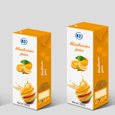 China UNIPACK Beverage 125ml Juice Carton Box Paper For Juice Cardboard Matt Lamination for sale