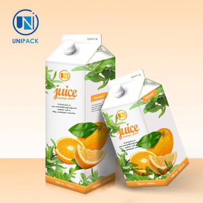 China Unipack Factory price Beverage Packaging Material Pak Fruit Package Box For Juice Milk Cartons Fruit Gable Top Carton for sale
