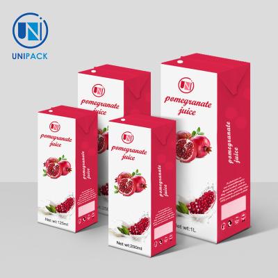 China Unipack Milk Brick Carton Customized Disposable Paper Box For Drinks Aseptic Juice Packaging for sale