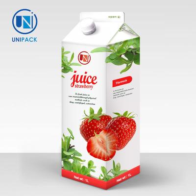 China Unipack Beverage Packaging Material Pak factory price Juice Packing Cartons Fruit Gable Top Box for sale