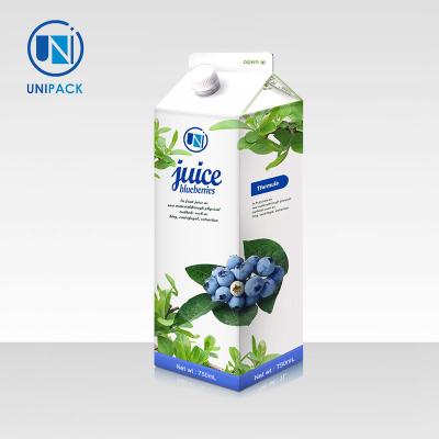 China Unipack Beverage Packaging Material Pak factory price 1000ml Juice Packing Cartons Fruit Gable Top for sale