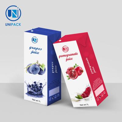 China Unipack Hot Selling juice paper cartons Disposable Standard Cardboard Juice Carton Packaging for sale