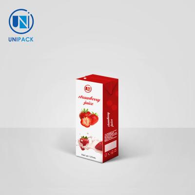 China aseptic packaging brick box 125ml for milk or juice fruit juice aseptic box for sale