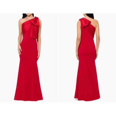 China Sexy One-Shoulder Red Long Evening Dress Mermaid Gown Sleeveless Custom-made Size Manufacturer for sale