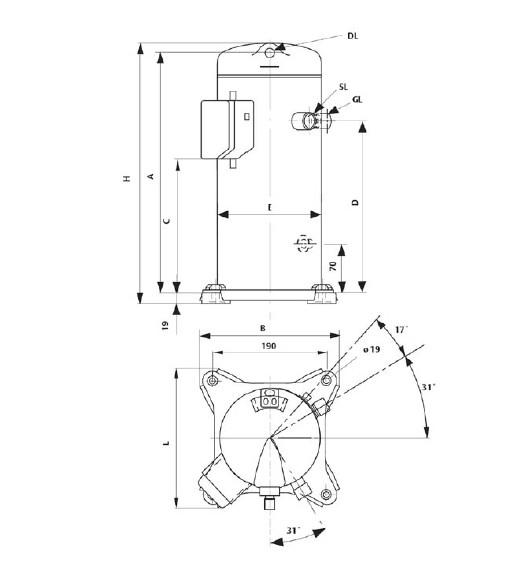 Compresor ZR28K3-PFJ-522 de la refrigeración de Copeland