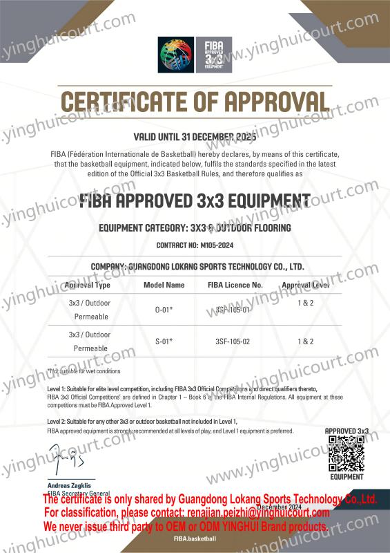 CERTIFICATE OF APPROVAL - Guangdong Lokang Sports Technology Co., Ltd.