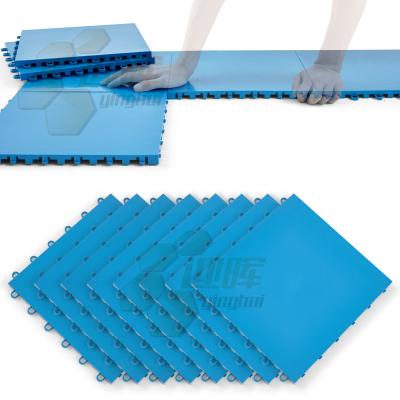 China Temporary Modular Blue Solid Plastic Floor Portable Outdoor Roller Skate Futsal Court Assembled Sports Flooring for sale