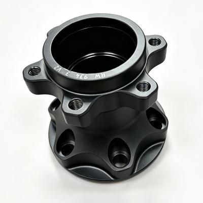 China Custom CNC Machined Aluminum Wheel Hub Adapter Flange | Black Anodized 6‑Hole Billet Aluminum Spacer For Auto Motorcycle for sale