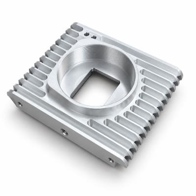 China Custom 5 Axis CNC Machined Aluminum Heat Sink Base Brushed Surface Precision CNC Milling Equipment Heat Dissipation Mounting Base Parts for sale