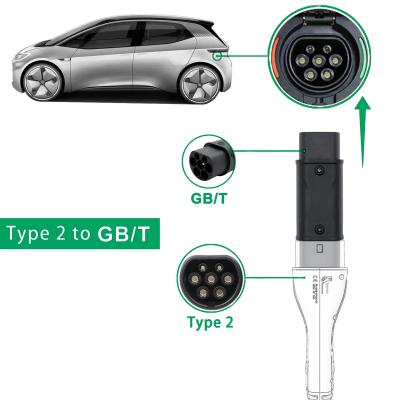 Type 2 to GBT EV Charger Adaptor IEC 62196 To GBT China Standard EV Charger Converter 16A/32A 3.5KW/7KW/11KW/22KW