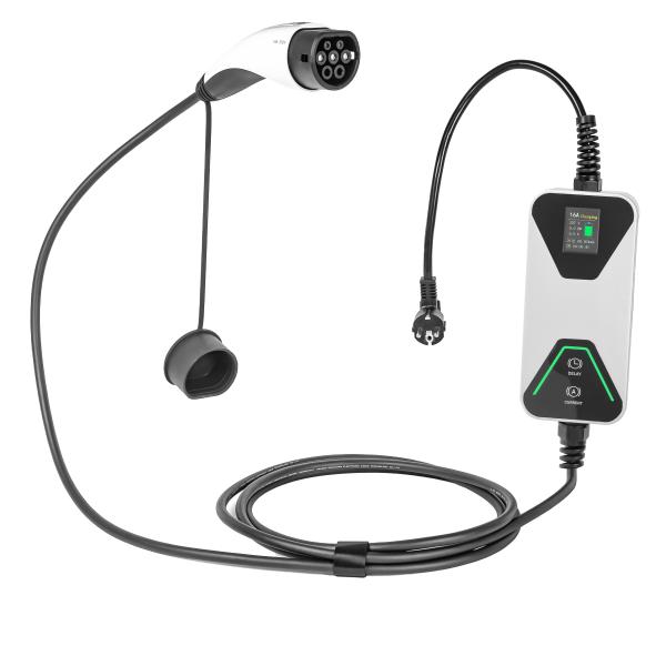 Quality Type 1 / 2 Schuko Plug Portable EV Charger 8A 10A 13A 16A Electric Car Charger for sale