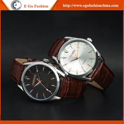 China E Go Fashion 006A Stainless Steel Quartz Watch Genuine Leather Strap Watches Unisex Man for sale
