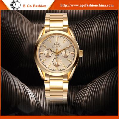 China 006B IPG 3 Subdials Watches Full Gold Golden Watch Man Quartz Watch Stainless Steel Watch for sale