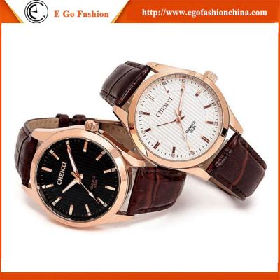 China 053A Rose Gold Case Sports Watches Stainless Steel Quartz Watch Unisex Leather Watch Hot for sale