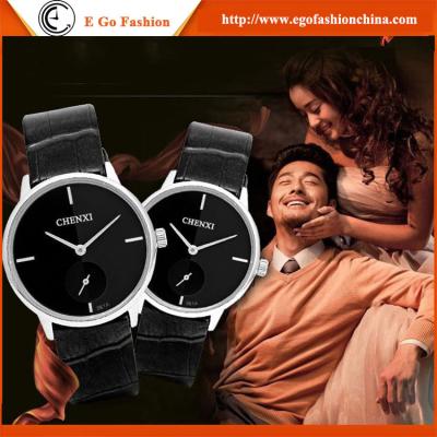 China 061A Couple Watch Valentine's Day Gift for Boyfriend Girlfriend Leather Watch Quartz Watch for sale