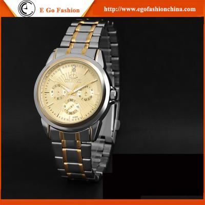China 018A E Go Fashion Watches Man 3 Small Dials Golden Watch Original Japan Quartz Watch Mens for sale
