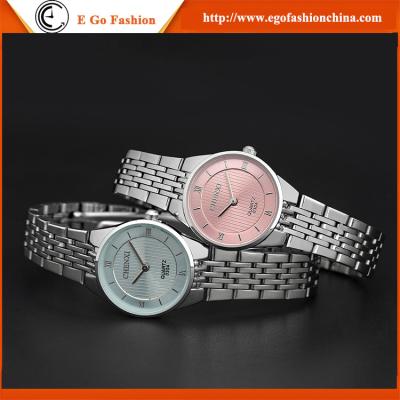 China 030A Pink Solid Color Watch Stainless Steel Watch Fashion Casual Watch Couple Watch Gift for sale