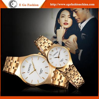 China 055B Couple Watch Full Gold Luxury Golden Watch Woman Watch for Lady Vintage Quartz Watch for sale