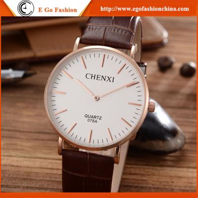 China 076A Genuine Leather Watch PU Leather Strap Watches Unisex Watch Sports Watch Casual Watch for sale