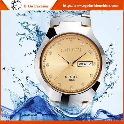 China 605A Day&Date Display Watches for Man Business Watch Golden Watch Quartz Watch Casual for sale