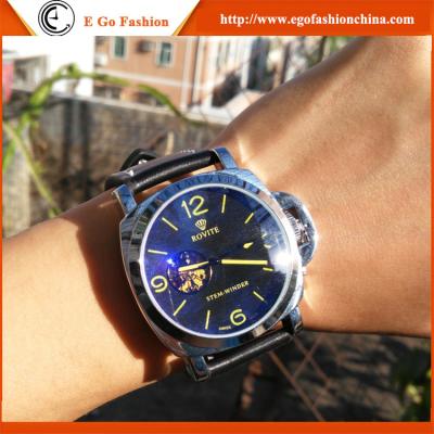 China WINNER Mechanical Watch Genuine Leather Watch Top Quality Stainless Steel Business Watch for sale