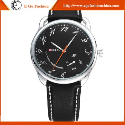 China Fashion Business Watches Unisex Watch Stainless Steel Back Quartz Analog Watches Leather for sale