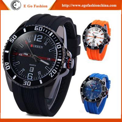 China CURREN 8178 Top Brand Watch Sports Watch Blue Orange Black Watches Man Boy Silicone Watch for sale