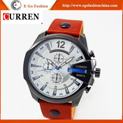 China E Go Fashion China Watch Wholesale 2 Subdials Rose Gold 8176 Watch Brown Vintage Watch New for sale