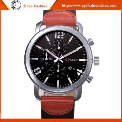 China Fashion Business Men's Watch Stainless Steel Leather Band Top Brand CURREN Watches Gift for sale
