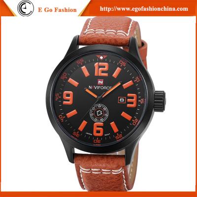 China 905702 Naviforce Watch Stainless Steel Quartz Watch LED Light Leather Watch Vintage Watch for sale