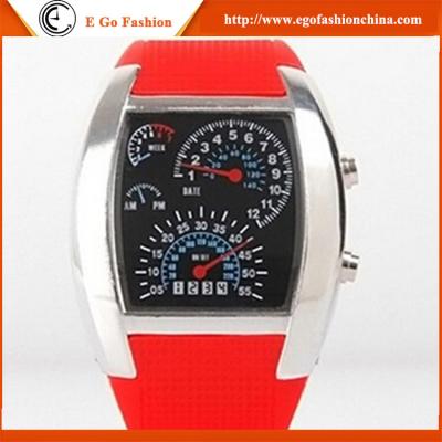 China Black Red Blue Unisex Watches OEM Watch Customized Logo Design LED Display Silicone Watch for sale