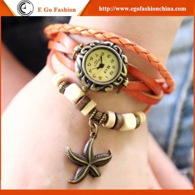 China Starfish Pendant Watch Unisex Girls Watch Female Gift Wristwatch Leather Bracelet Watch for sale