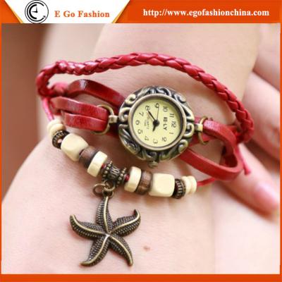 China Ebay Aliexpress Hotsale Watches Woman Girls Bracelet Watch Starfish Pendant Watch Retro for sale