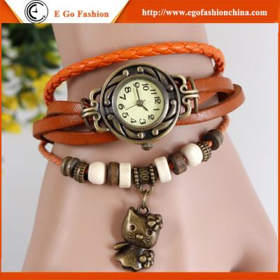 China Bear Pendant Watch Leather Hello Kitty Watches Retro Watch Vintage Watch Female Bracelet for sale