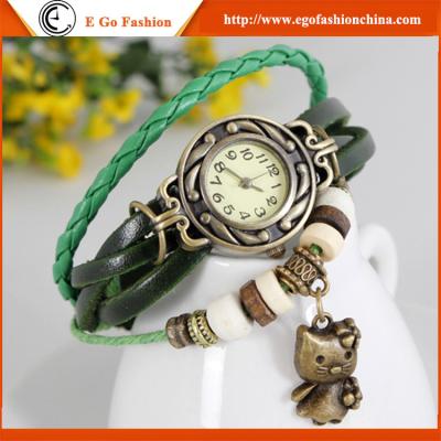China Bear Pendant Watch Leather Hello Kitty Watches Retro Watch Vintage Watch Female Bracelet for sale