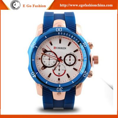 China Top Quality Factory Price Curren Watch 8163 Rubber Band Stainless Steel Back Quartz Watch for sale