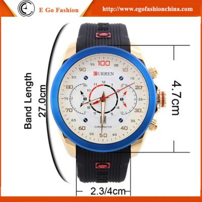 China 8166 Curren Watch China Watches Rubber Band Silicone Watch Sports Watch Casual Watch Man for sale