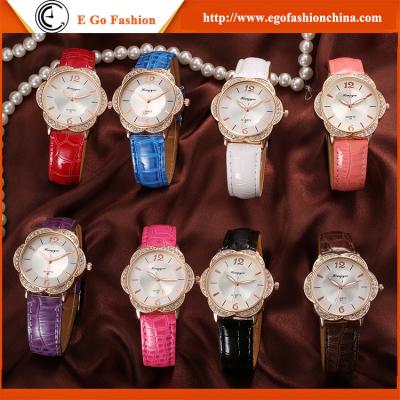 China Woman Watch Luxury Imitation Diamond Watch Rose Flower PU Leather Watch Female Wristwatch for sale