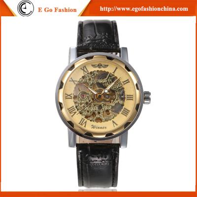 China WN07 Roman Marks Numberals Vintage Watch Retro Leather Band Watch WINNER Mechanical Watch for sale